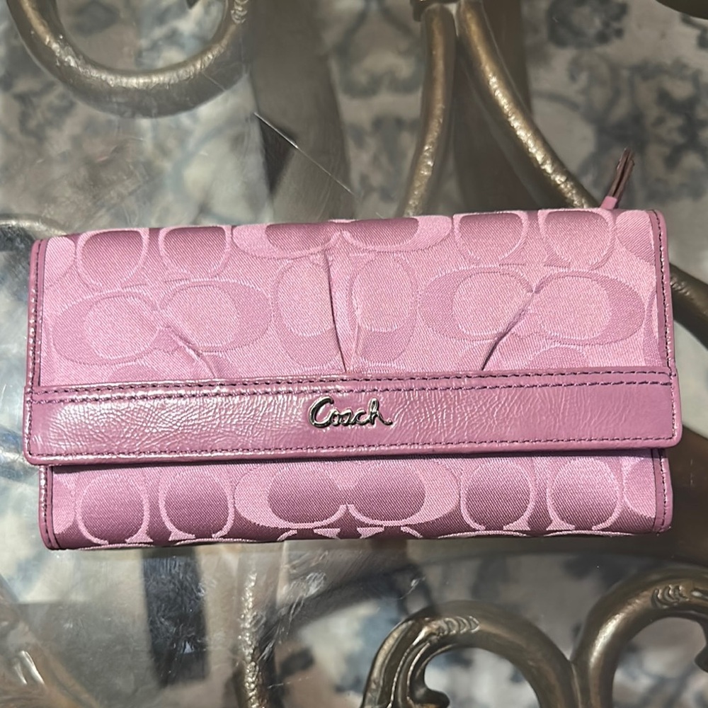 Coach Pink Wallets With Signature Monogram - Gem